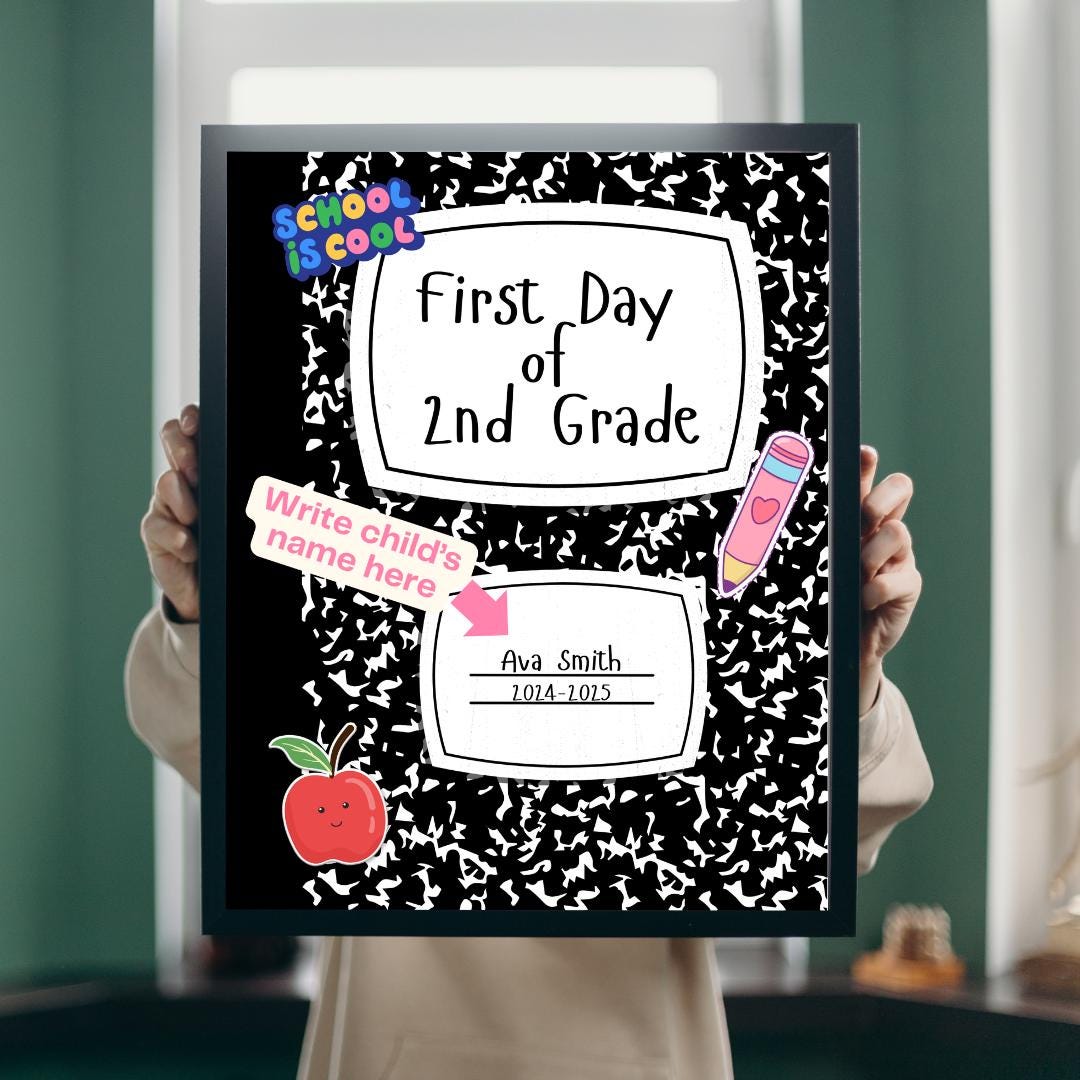 First Day of 2nd Grade Printable Sign- Digital Download - First Day of ...
