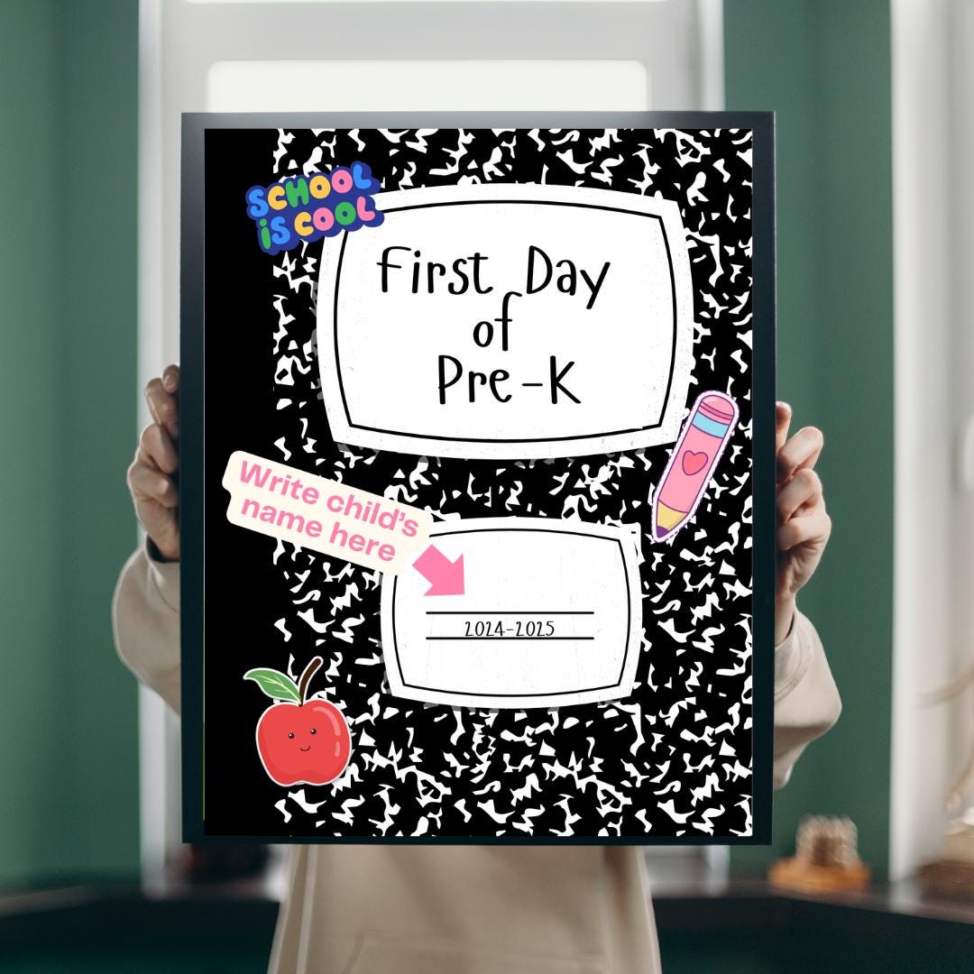 First Day of Pre-k Printable Sign- Digital Download - First Day of ...