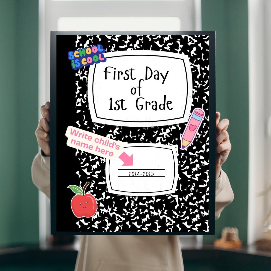 First Day of 1st Grade Printable Sign- Digital Download - First Day of ...