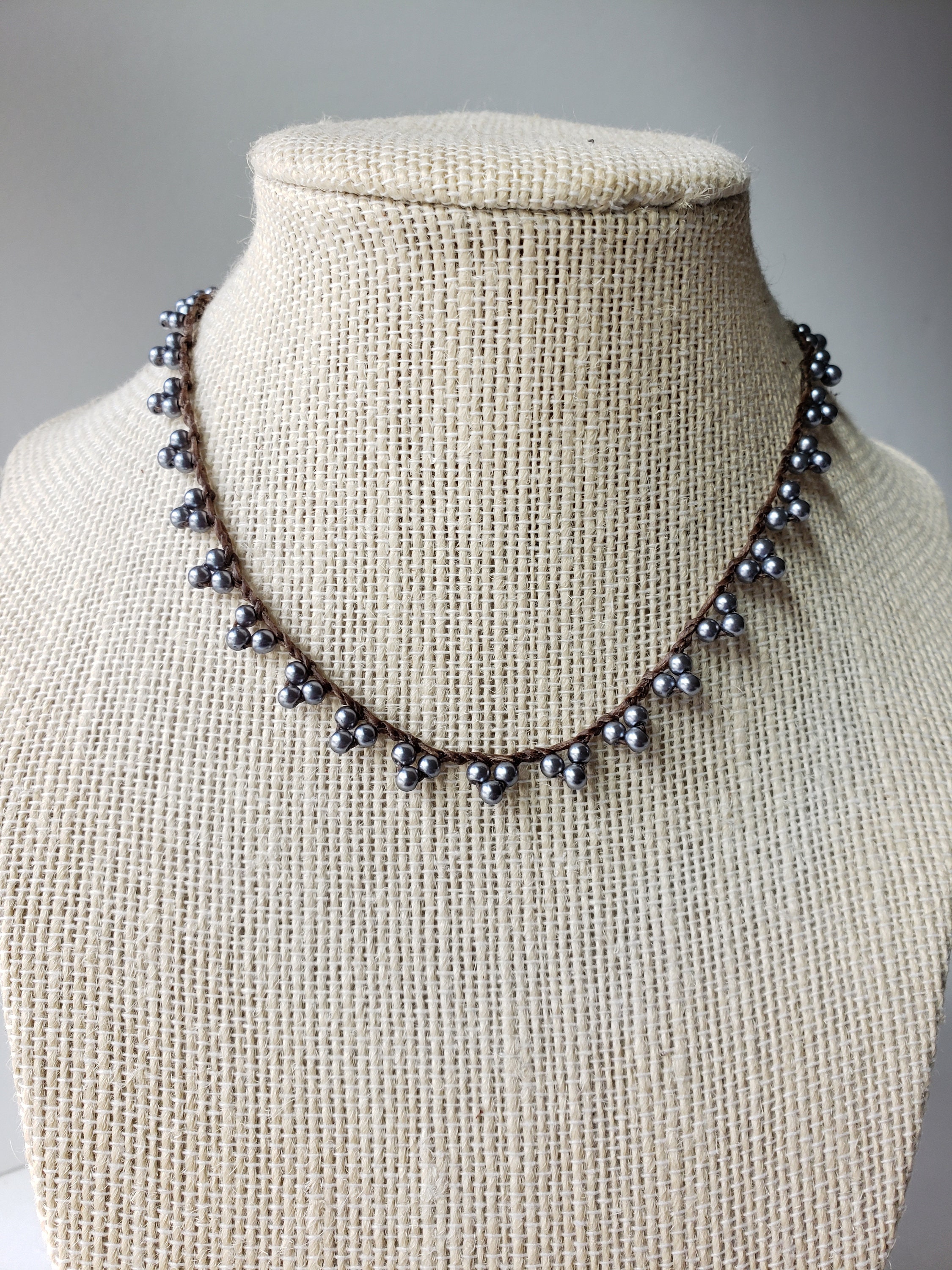 Crochet Pearl Necklace Danty Elegant Pearls - Etsy