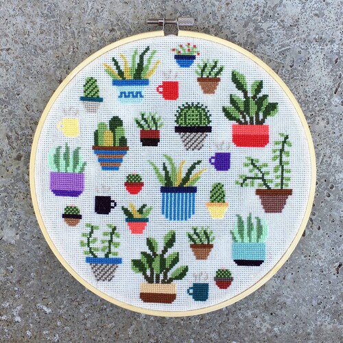 Plant Cross Stitch Pattern digital Download PDF Modern - Etsy