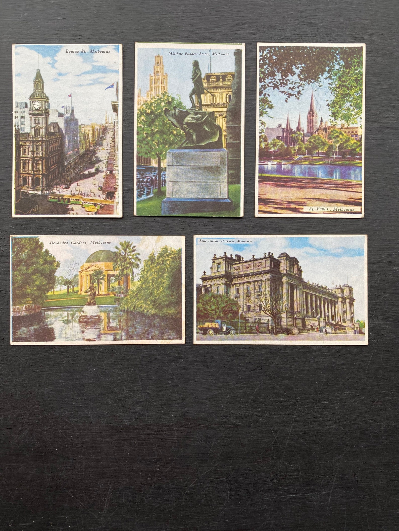 Collection of 5 Vintage Hand Tinted Postcards - Melbourne Vistas Series ...