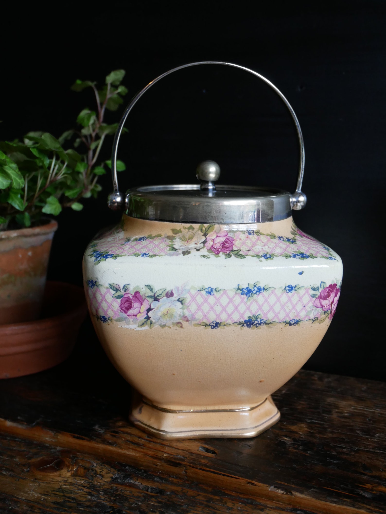 Ceramic and Silver Plate Biscuit Barrel From L & Sons Ltd - Etsy