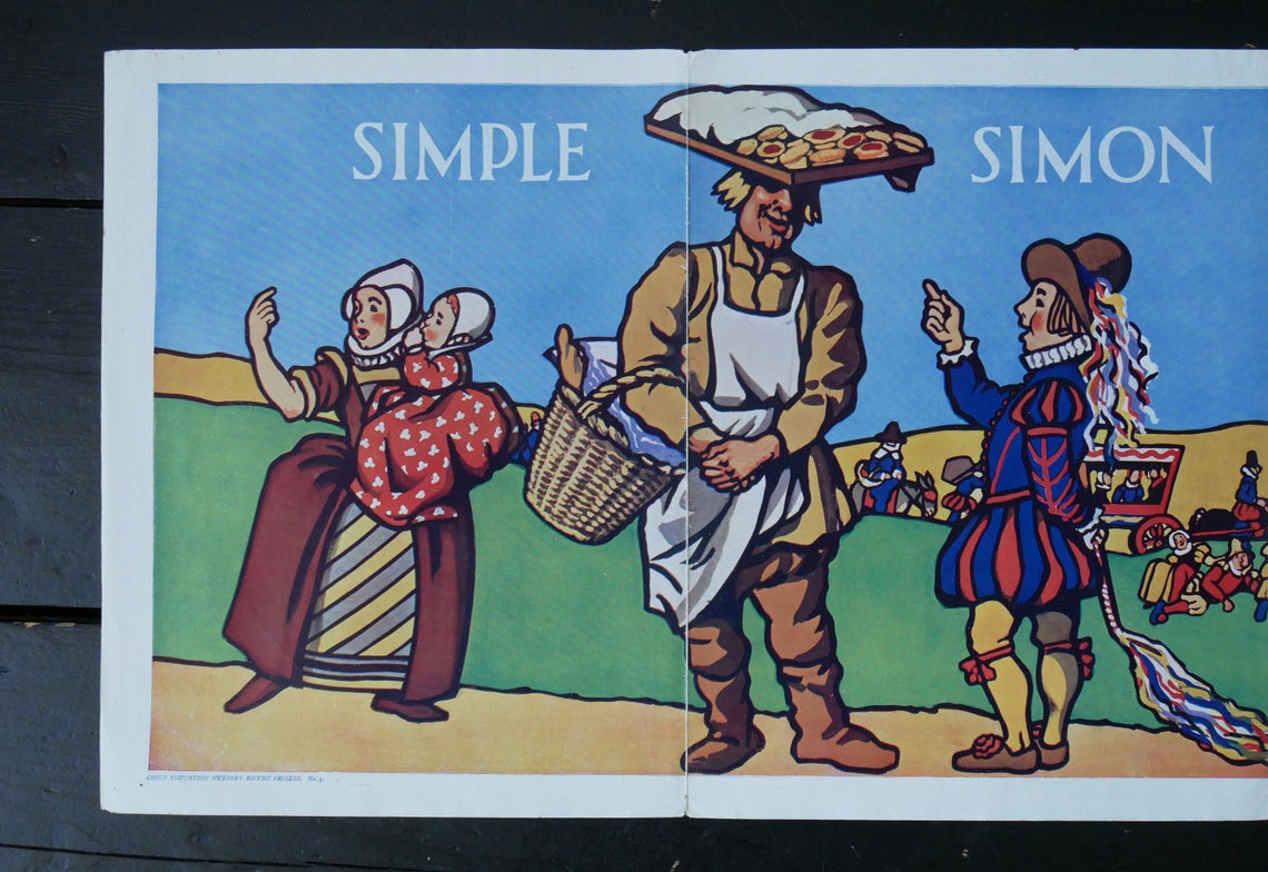 Nursery Rhyme Frieze Simple Simon Met a Pie Man From Child - Etsy