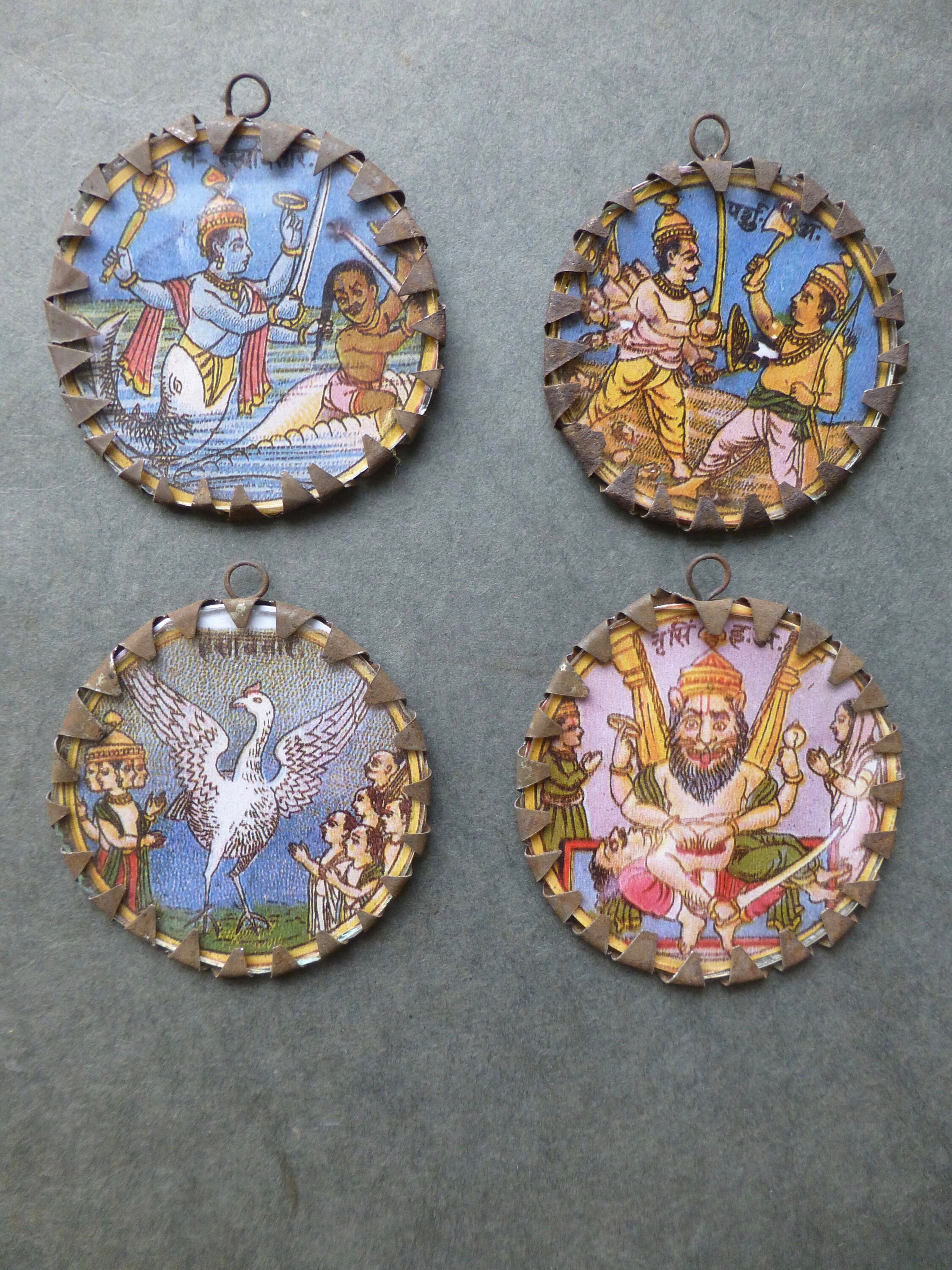 Vintage Hindu God Prints in Simple Metal Frames | Etsy