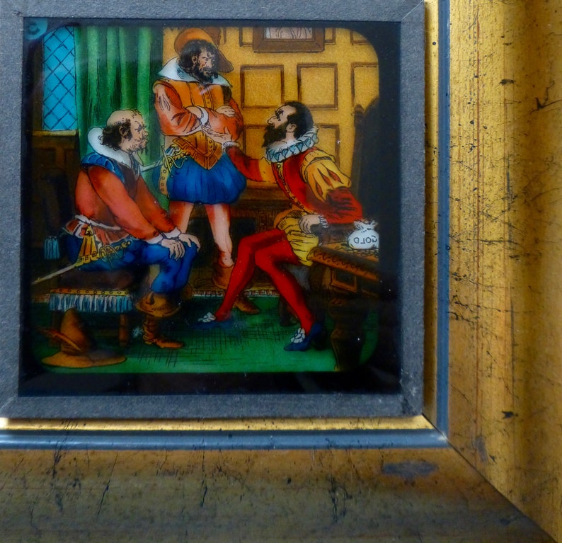 Magic Lantern Slide Three Tudor Men in a Room | Etsy