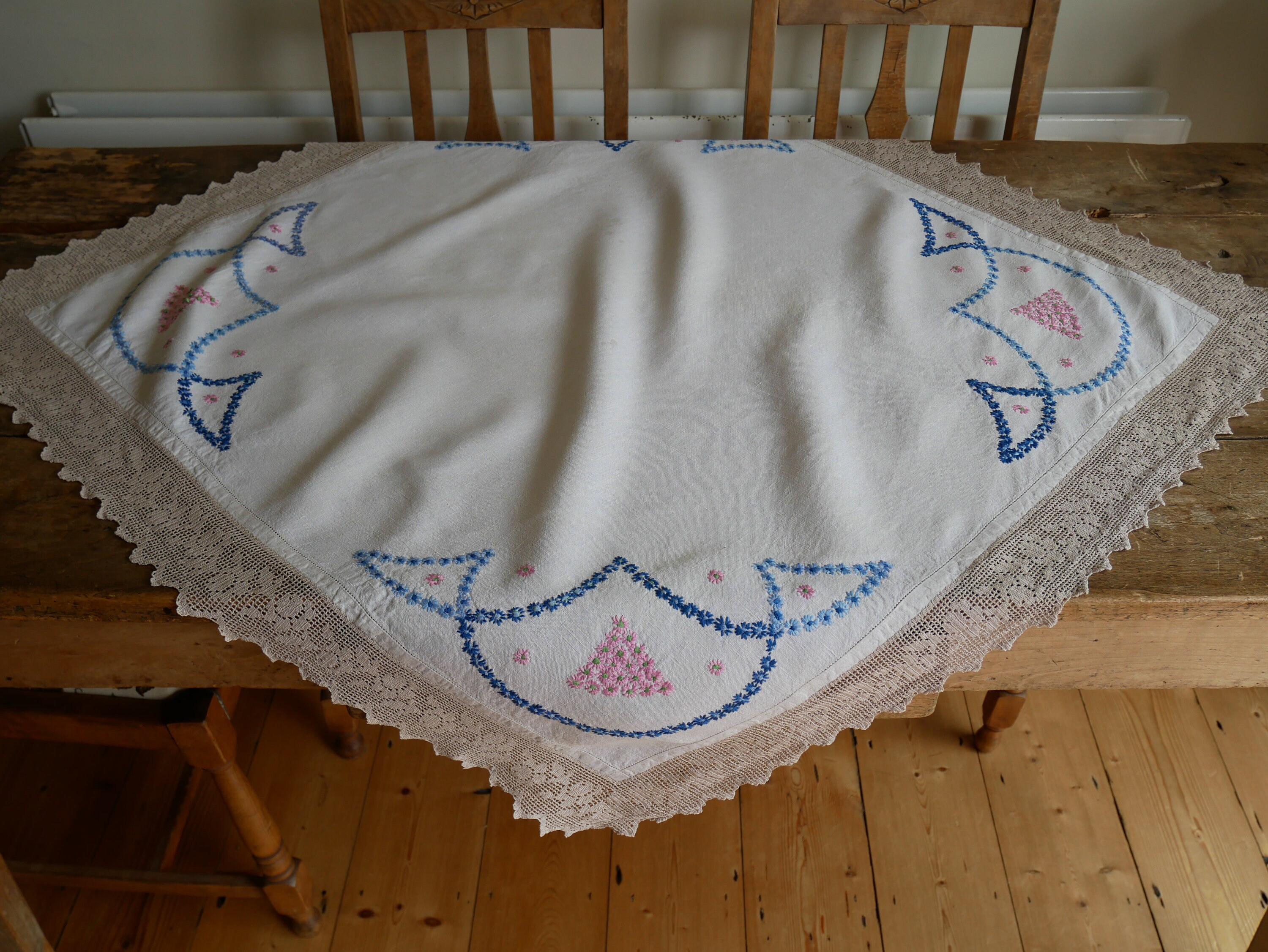 Vintage Embroidered Tablecloth - Etsy