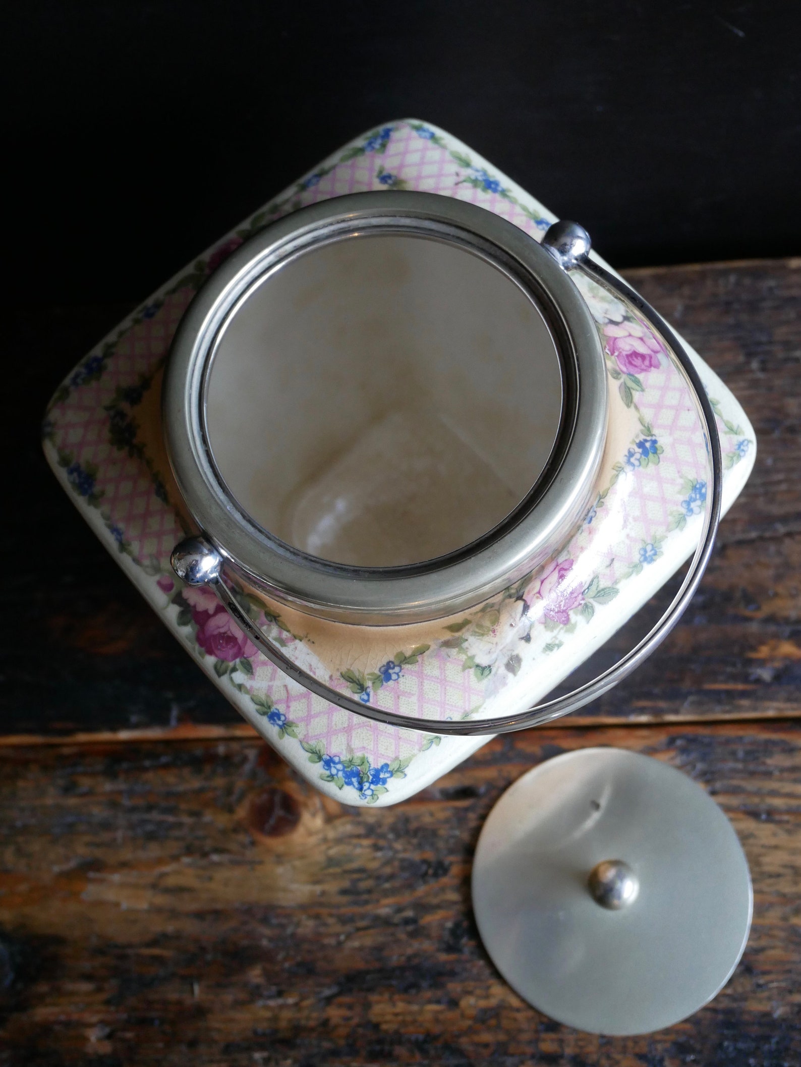 Ceramic and Silver Plate Biscuit Barrel From L & Sons Ltd - Etsy
