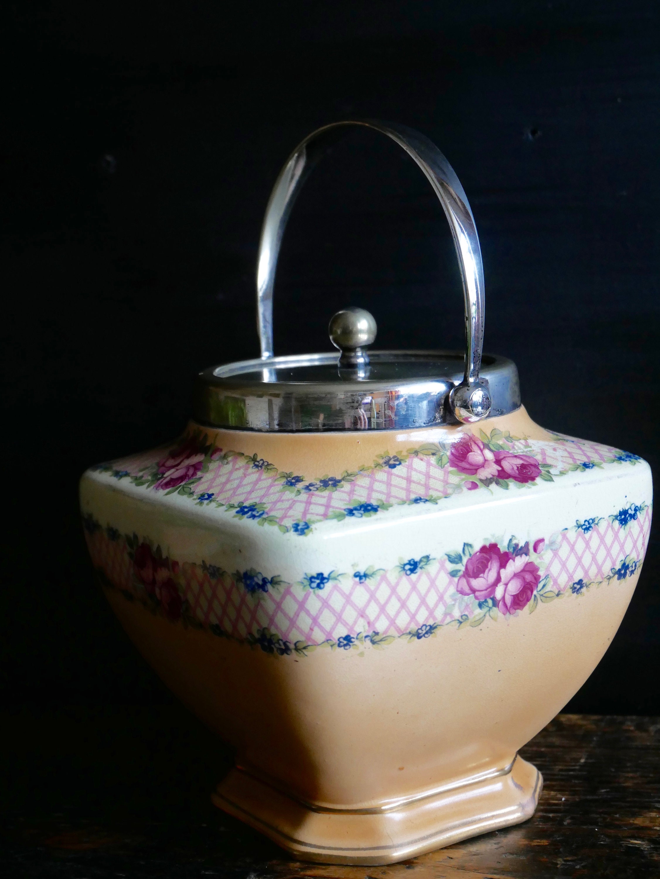 Ceramic and Silver Plate Biscuit Barrel From L & Sons Ltd - Etsy