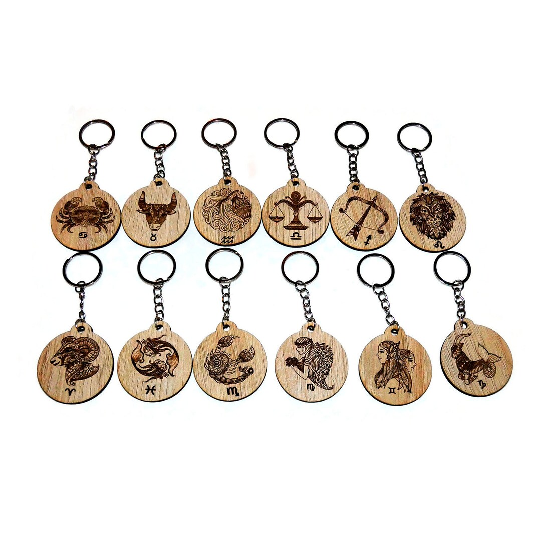 Astrological Sign Key Ring Laser Engraving Astrological Sign - Etsy