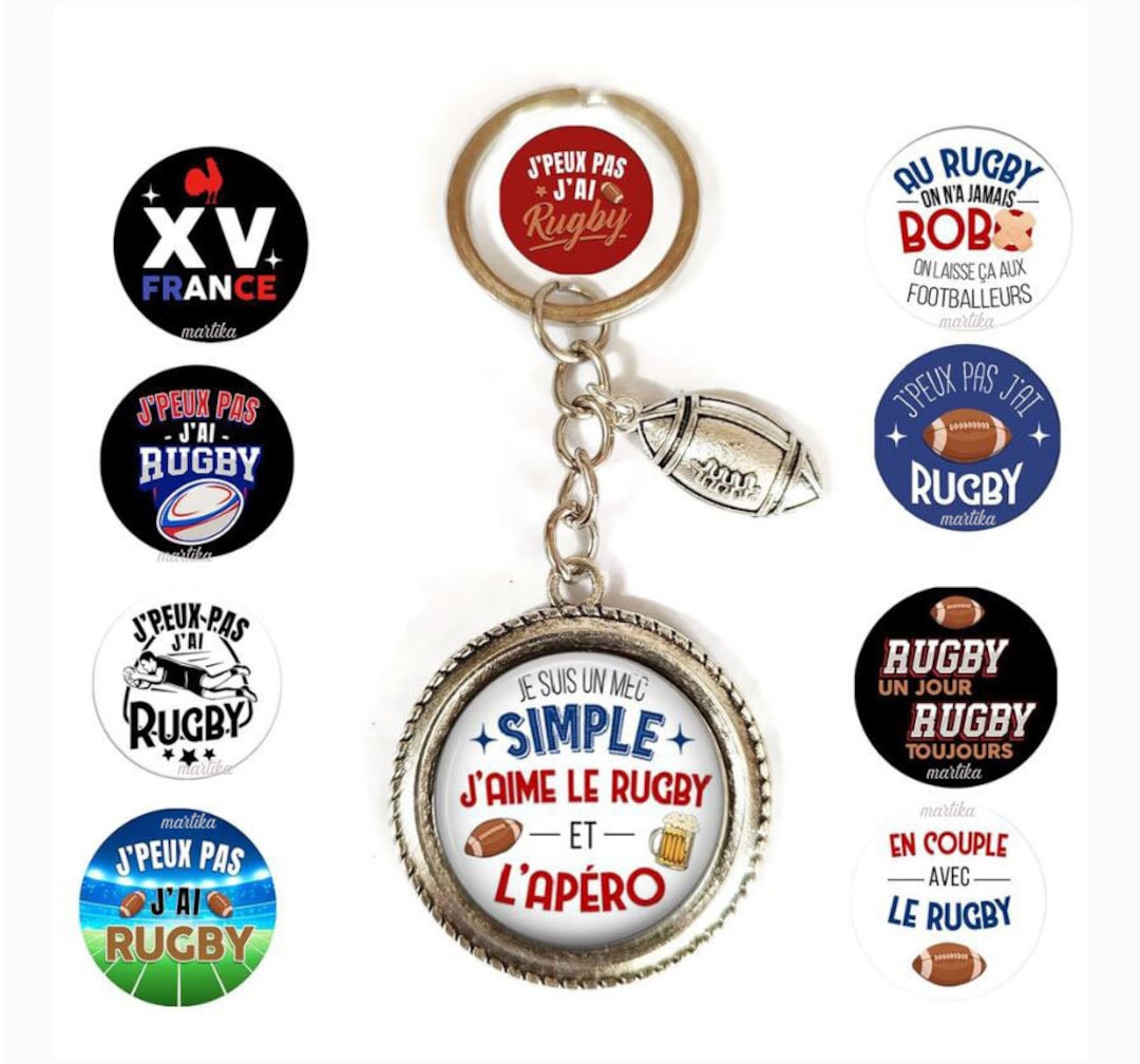 Porte clés rugby, cadeau rugbyman, XV de France, idée cadeau sport ...