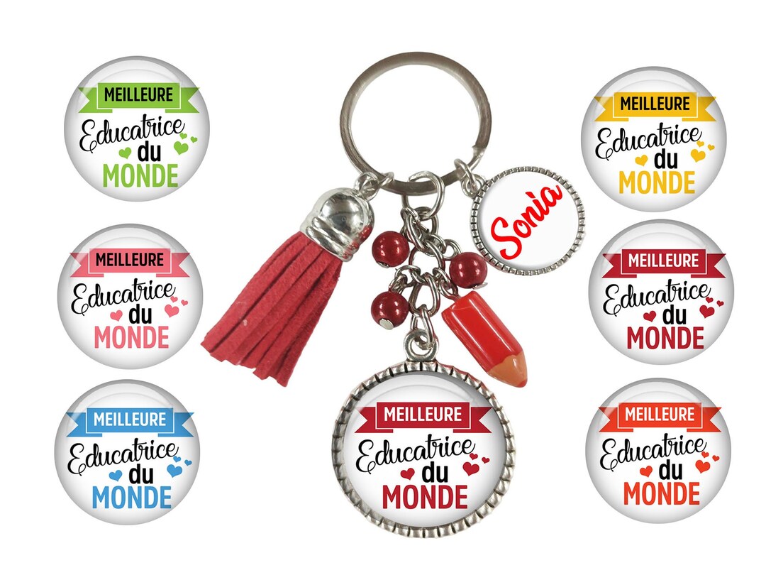 Votre prénom Porte clé éducatrice bijou de sac meilleure - Etsy France