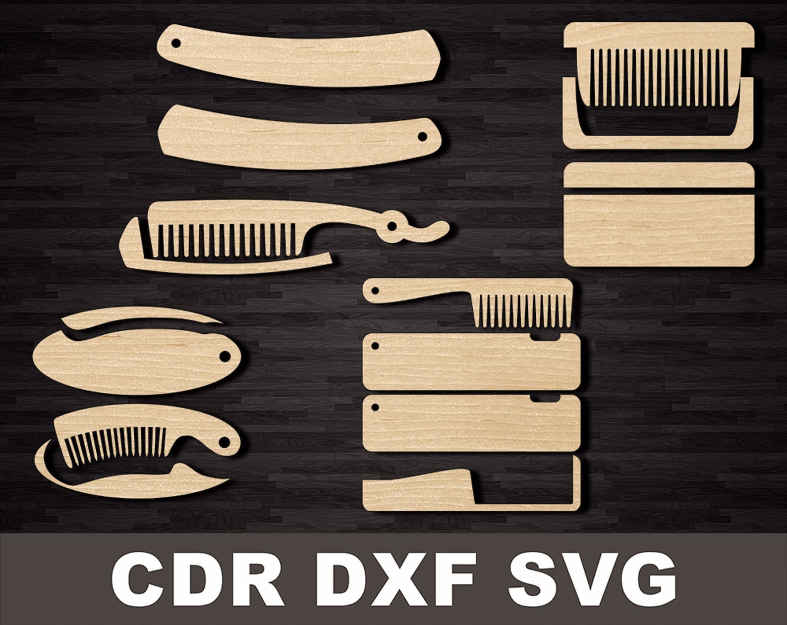 Cnc Pocket Folding Beard Comb Vector Model for Laser Machine, SVG DXF ...
