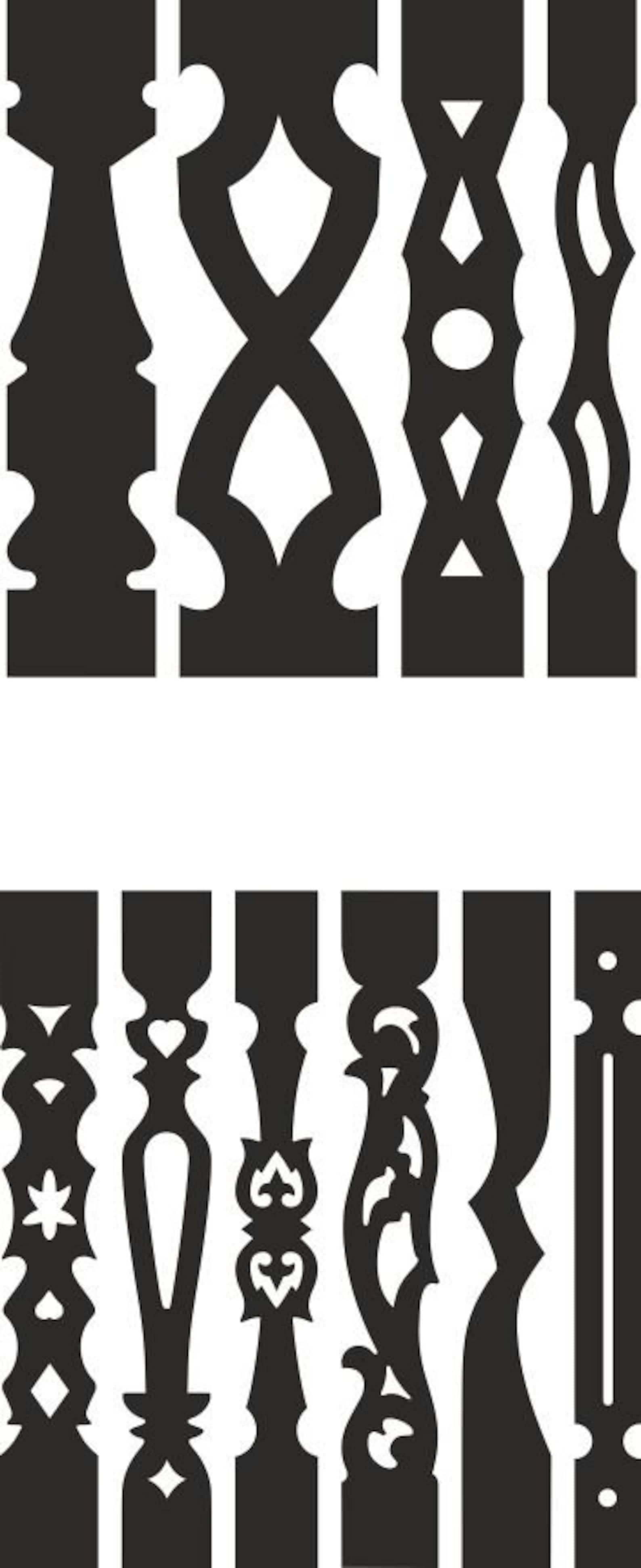 Svg Decorative Railing Balusters Silhouette cdr file porch | Etsy