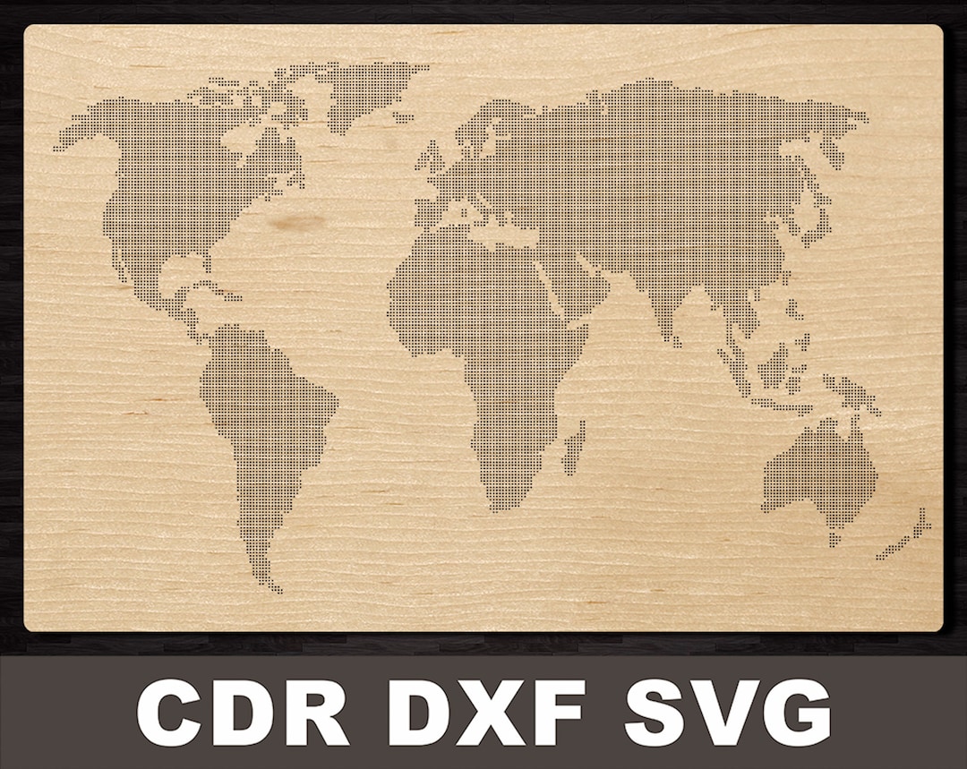 Cross Stitch World Map Cnc File for Laser Machine, Map Embroidery Svg ...