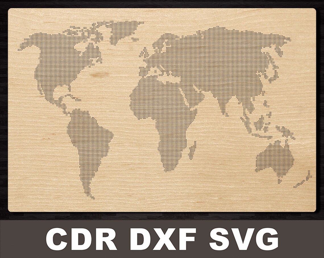 Cross stitch world map cnc file for laser machine Map | Etsy