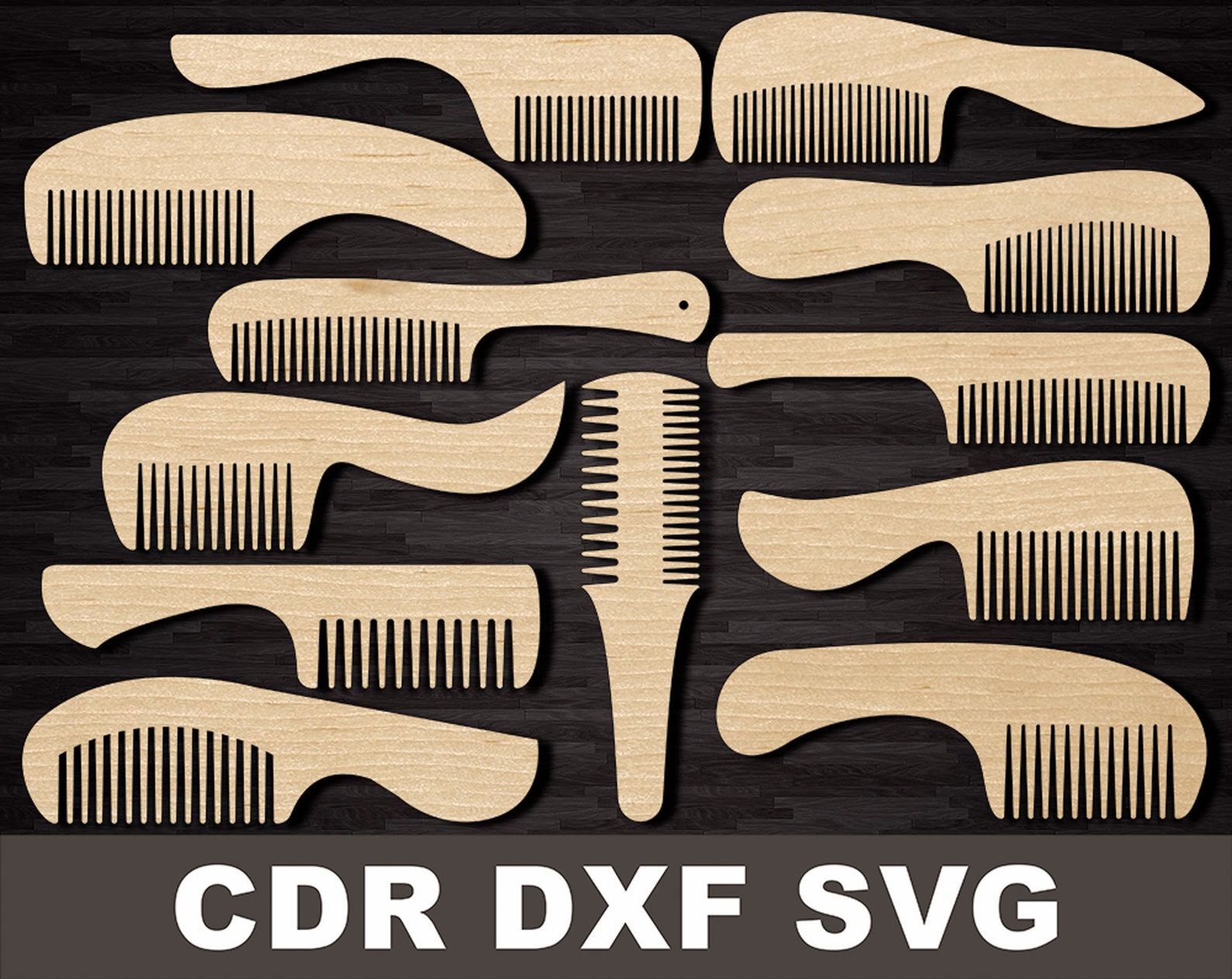 Hairbrush Combs With Handle Svg, for Wood or Plywood Combs, Combs Dxf ...