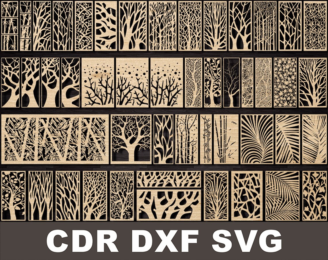Tree Panel Dxf Wall Decoration svg Decorative Room Divider | Etsy
