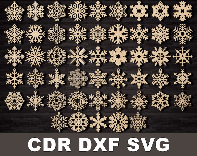 50 Cnc Christmas Snowflakes Ornament, Frozen Earring Bundle Vector Cdr ...