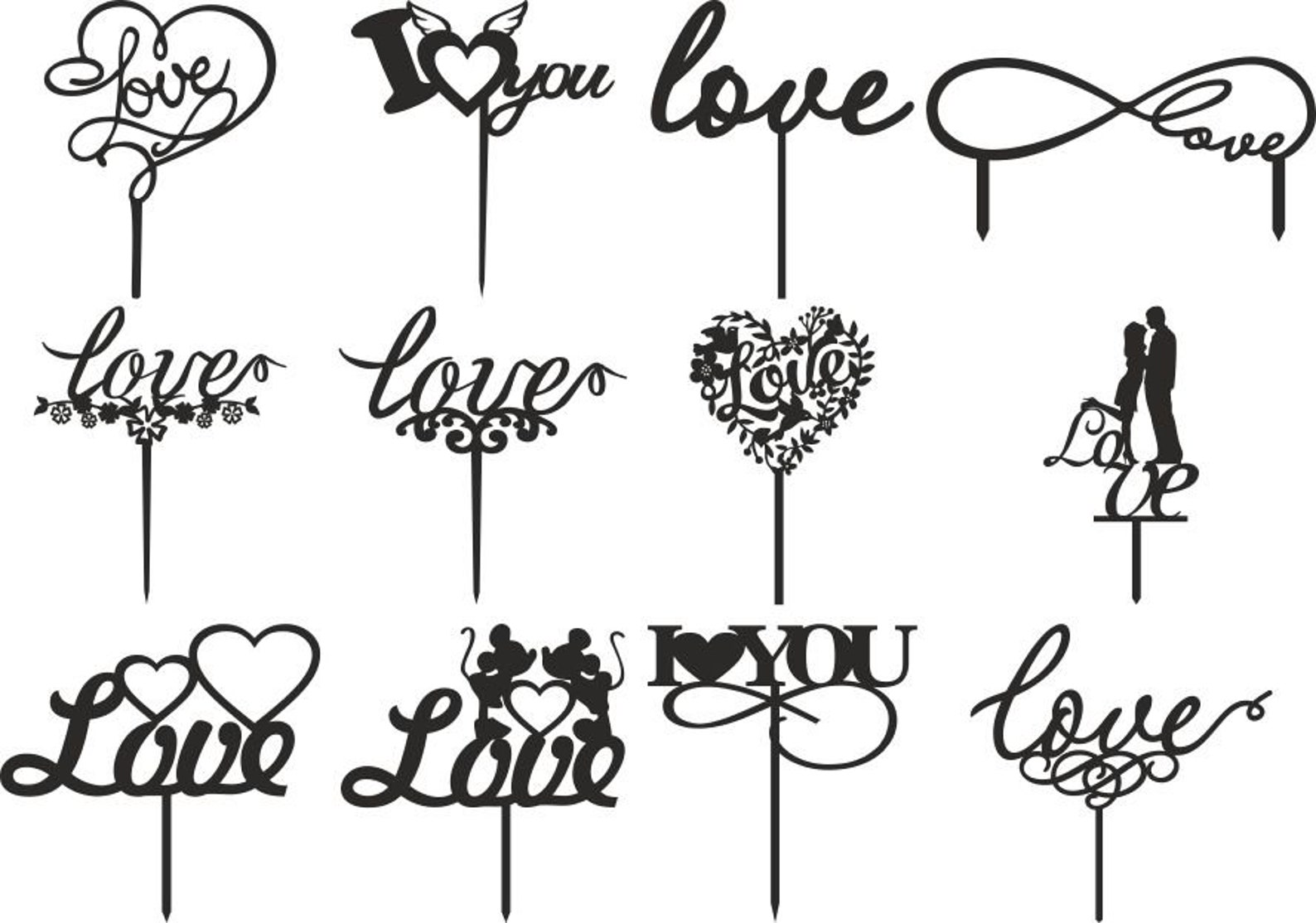 Love Cake Topper Svg, Love Sign, Wedding Cake Topper, Valentine Cake ...