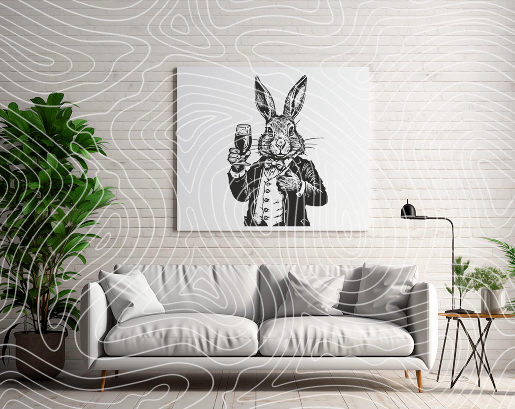 Rabbit Drinking Wine SVG, Funny Rabbit Drinking Wine, Playful Animal ...