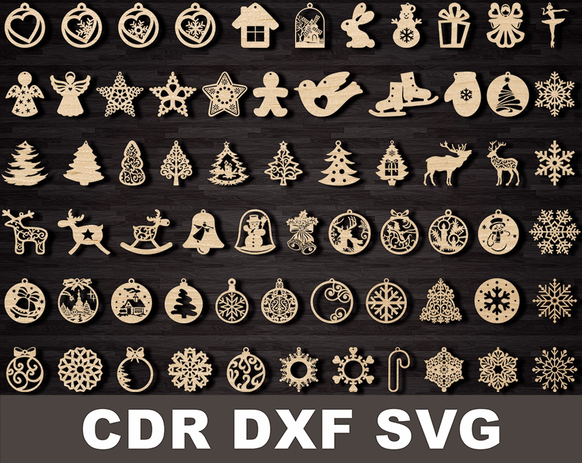 60 Cnc Christmas Tree Toy Snowflakes Ornament Bundle Vector | Etsy UK
