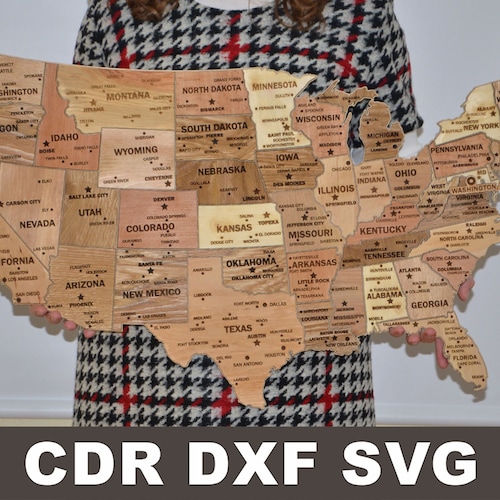 USA Map Laser Cut Svg File Glowforge Vector for Laser - Etsy