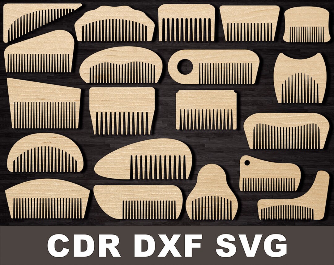 Beard Combs DXF, Wooden Beard Combs for Grooming Kit, Svg, Cdr, Dxf ...