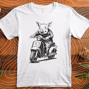 Smiling Pig on Scooter SVG, Png Pig on Motobike, Stylish Designs for ...