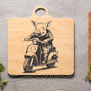 Smiling Pig on Scooter SVG, Png Pig on Motobike, Stylish Designs for ...