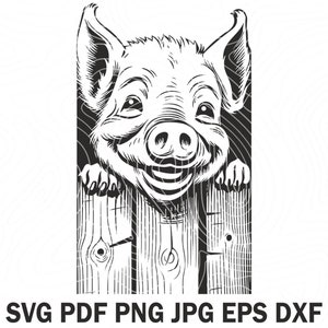 Farm Silly Pig Peeking Animal Clipart Svg | Farm Owner T-shirt Png ...