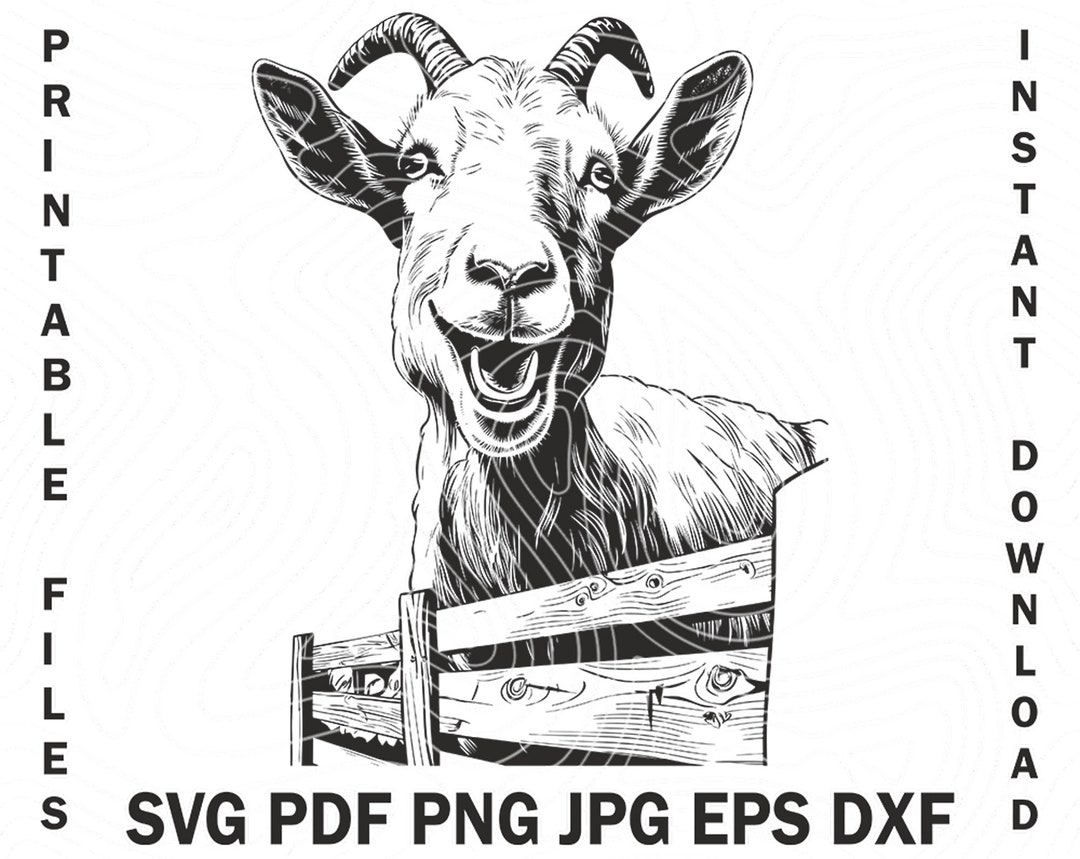 Smiling Funny Goat Peeks DXF Vector Farm Life Files Silhouette Png File ...
