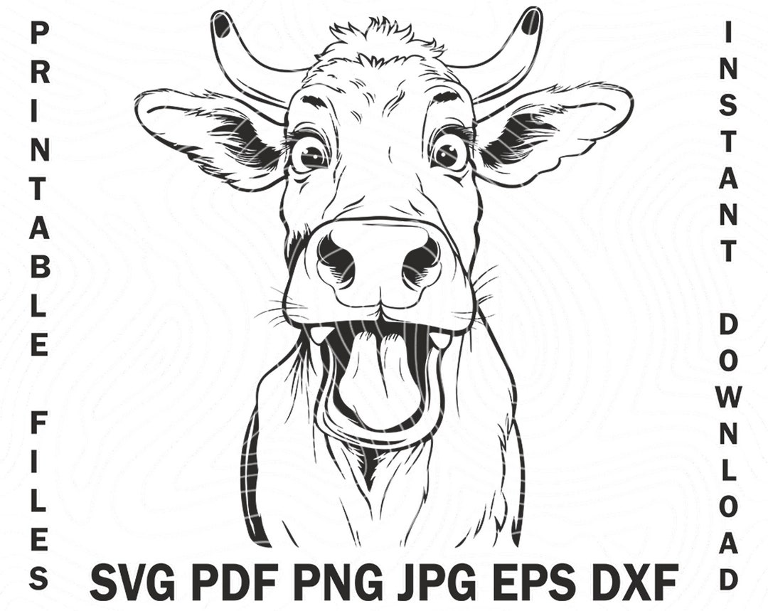 The Head of a Cow That Opened Its Mouth in Surprise, Svg Cow Clipart ...