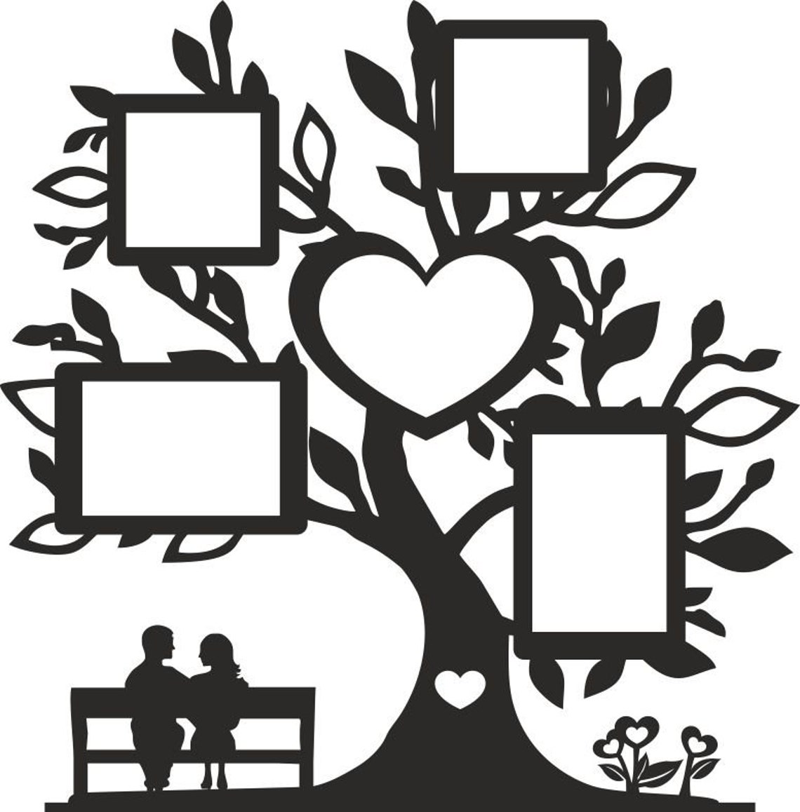 Árbol genealógico Marcos de fotos cdr svg dxf Corte láser - Etsy México