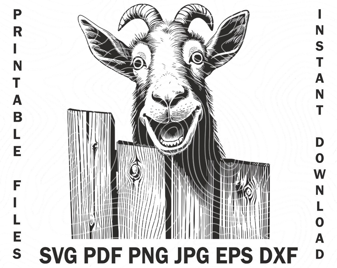 Svg Vector Goat Behind a Fence, Png, Eps, Pdf, Svg, Dxf, Jpg Digital ...