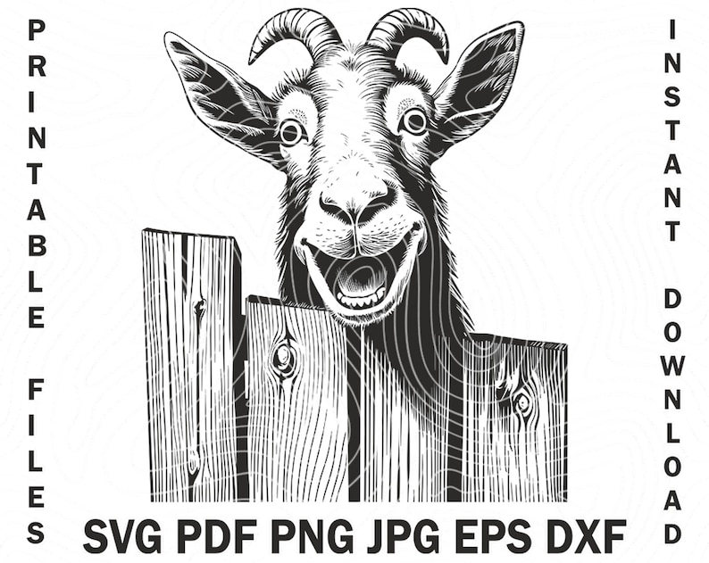 Svg Vector Goat Behind a Fence, Png, Eps, Pdf, Svg, Dxf, Jpg Digital ...