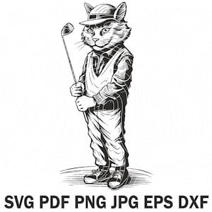 Cat Playing Golf, Golf Gifts, Svg File for Shirt, Cat SVG File, Golf ...