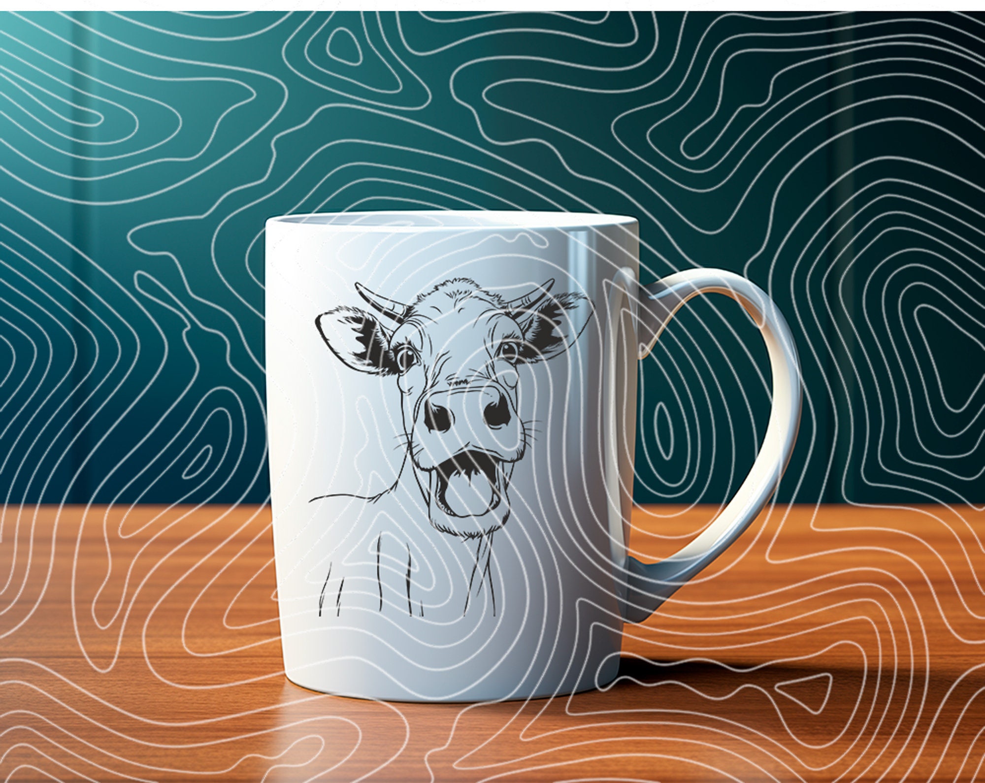 Svg Design of a Surprised and Screaming Cow Head Funny Cow Face SVG ...
