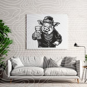 Pig Drinking Beer SVG, Funny Pig SVG, Playful Animal Drinking Beer ...