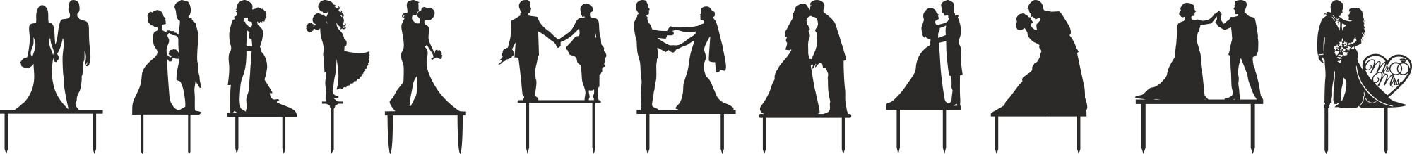 Wedding Cake Topper Svg CNC Bride and Groom Cake Topper for - Etsy