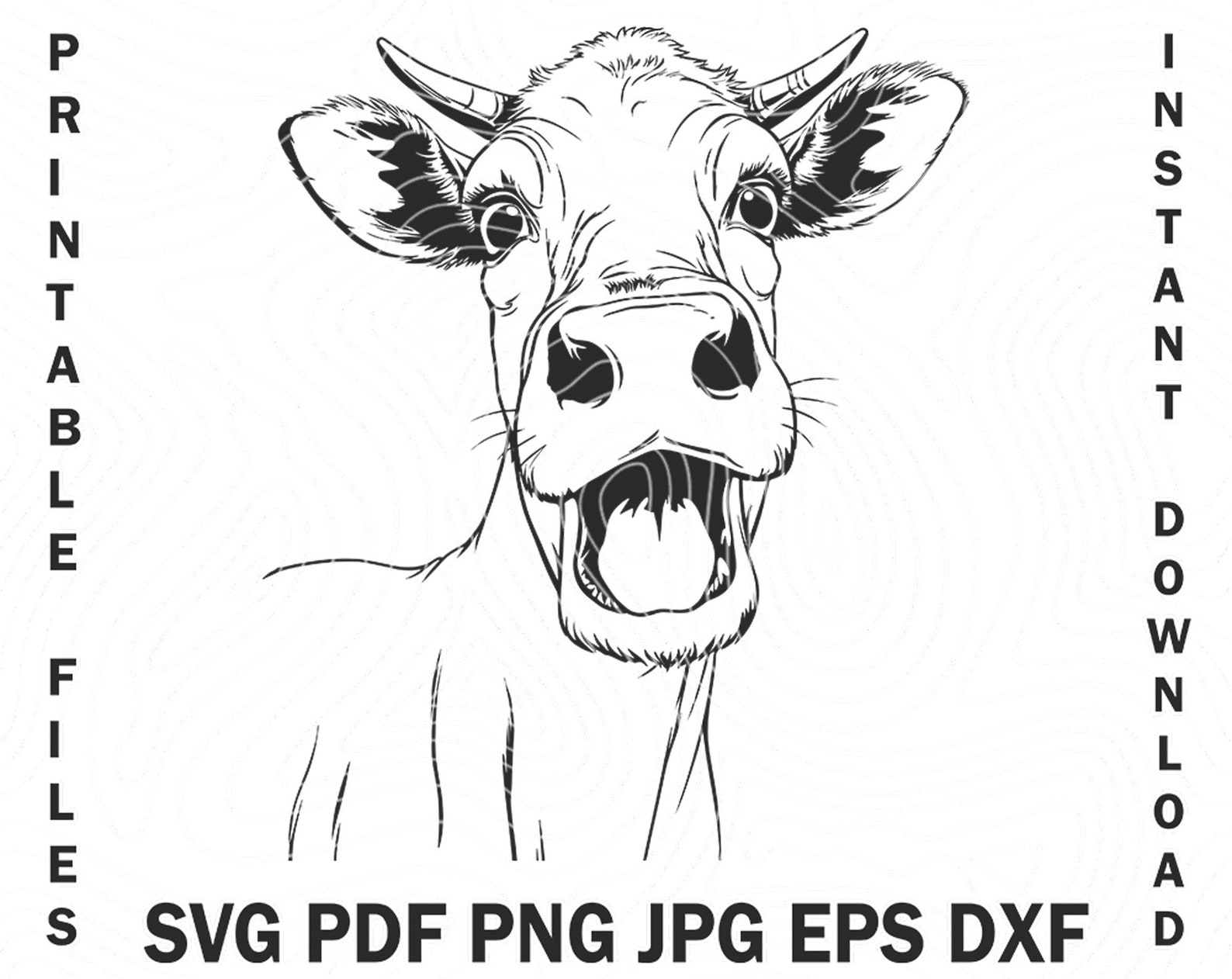 Svg Design of a Surprised and Screaming Cow Head Funny Cow Face SVG ...