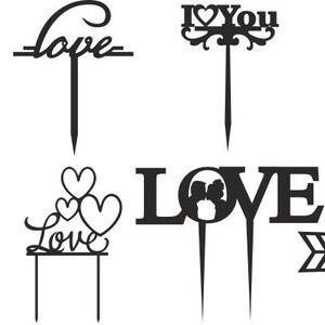 Love Cake Topper Svg, Love Sign, Wedding Cake Topper, Valentine Cake ...