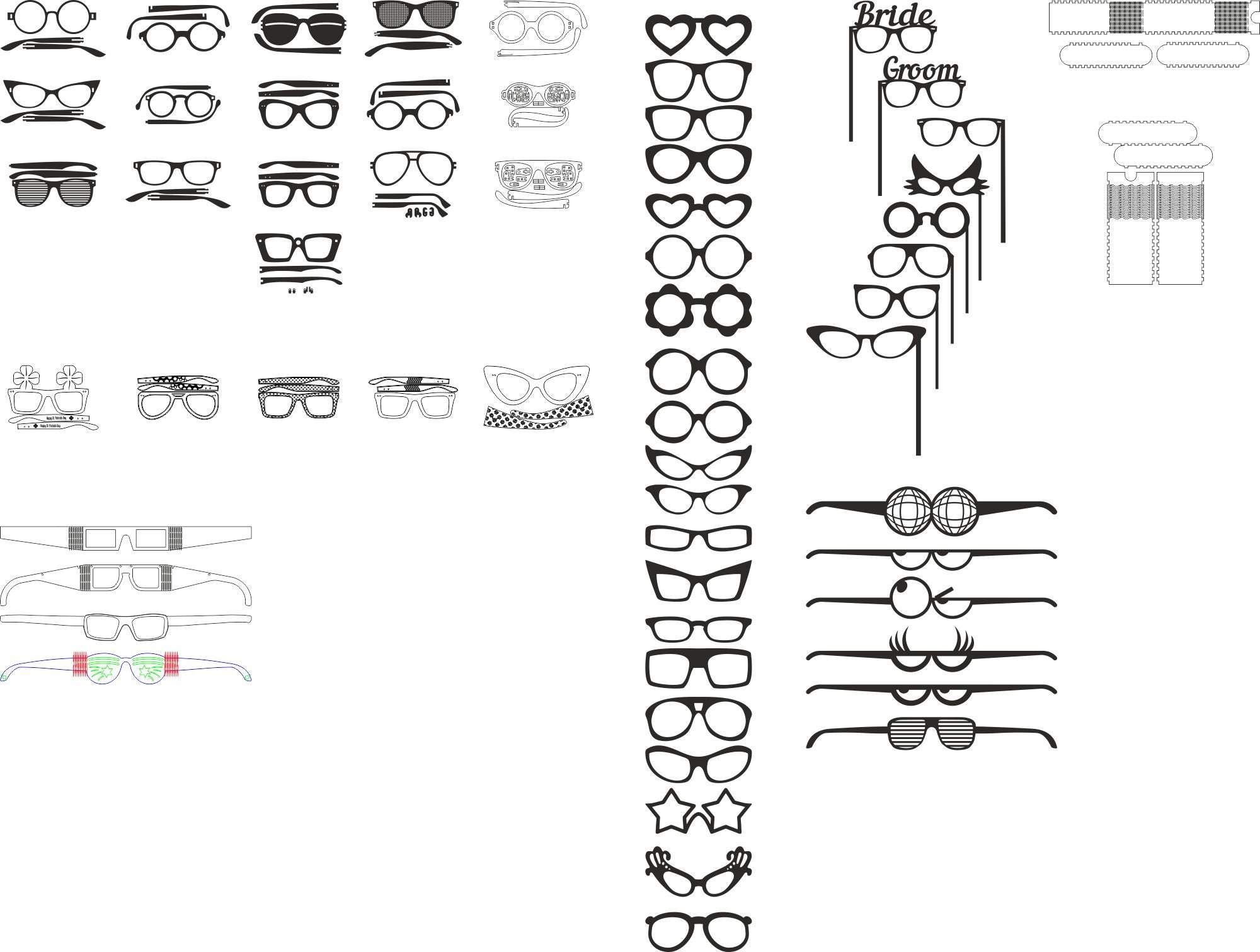 Wooden Glasses Svg File Project for CNC Vector graphics | Etsy