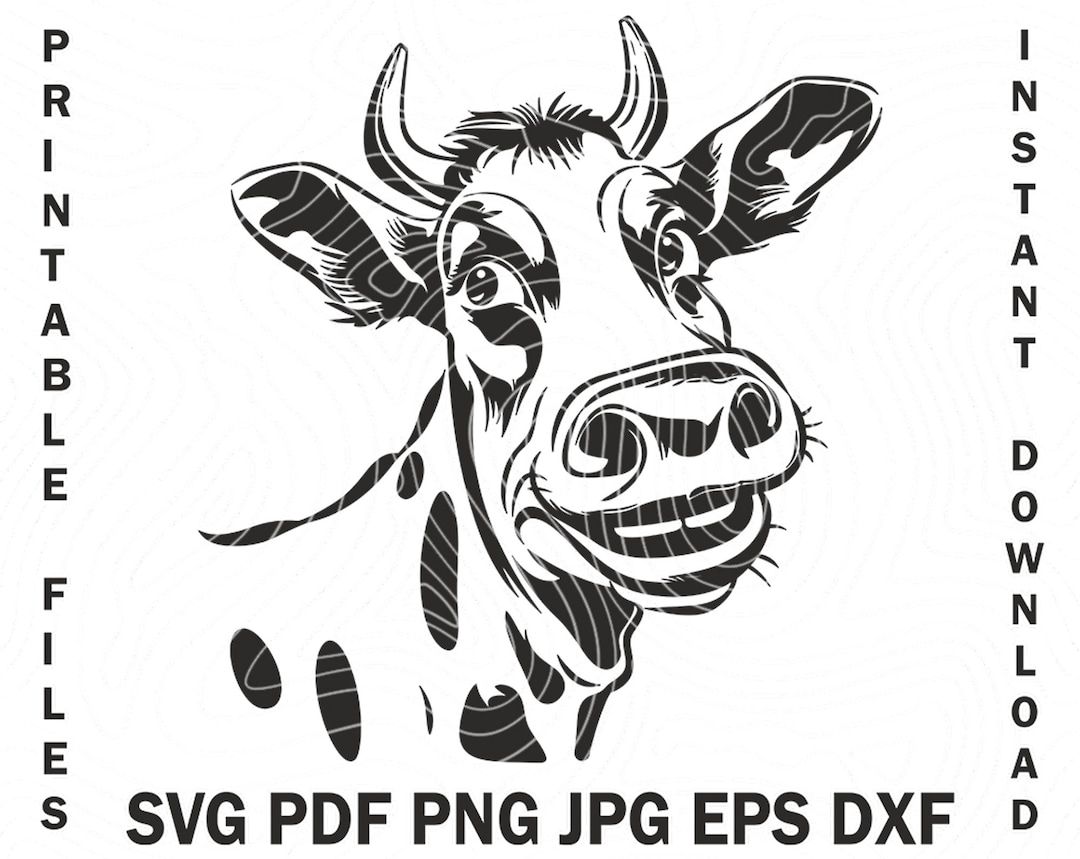 Playful Cow Funny Face SVG PNG JPG - Clipart Delight for Laser Engraver ...