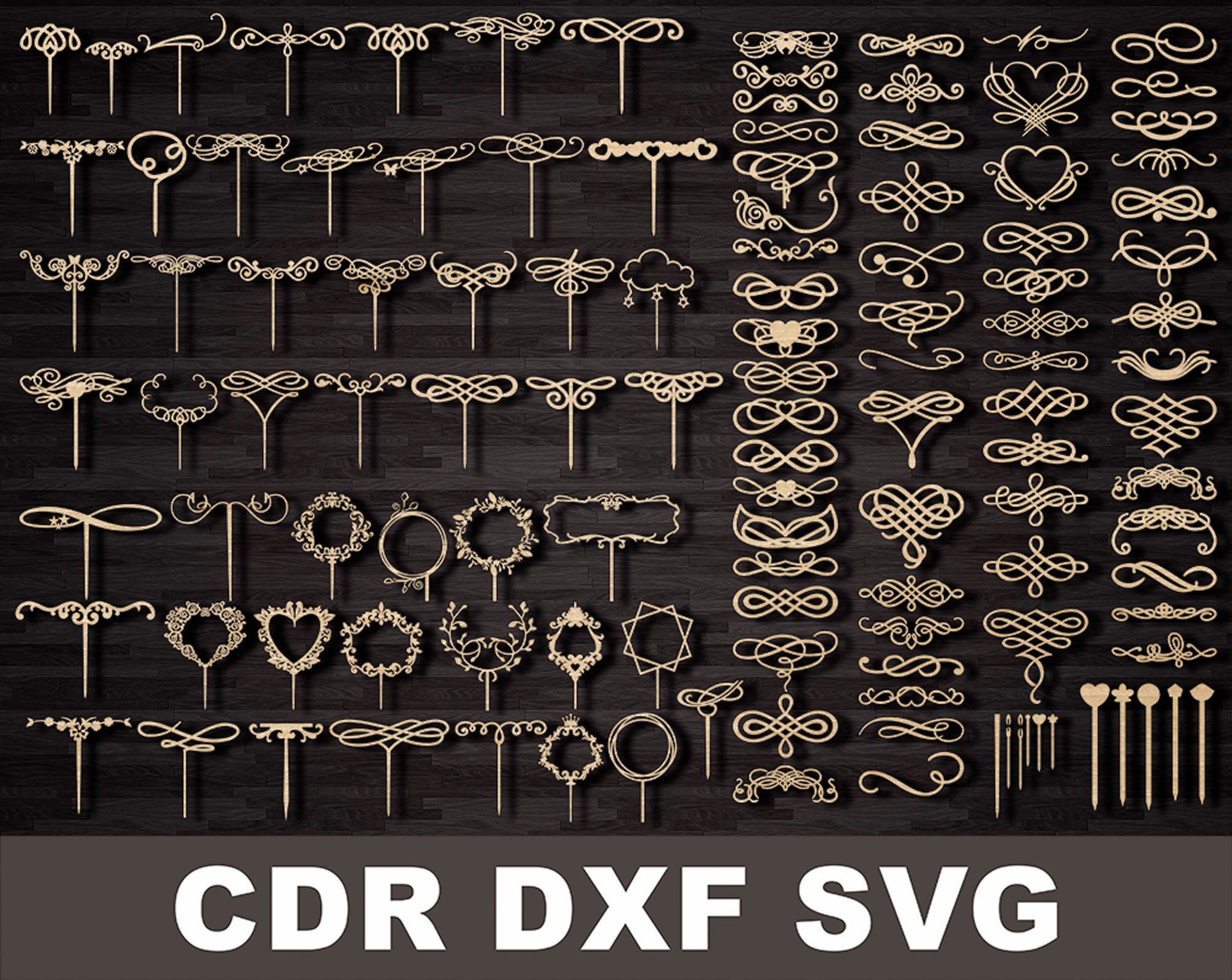 Svg Cake Topper Elements Bundle for Wedding or Birthday - Etsy