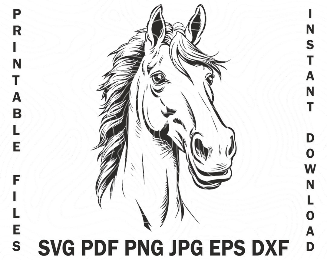 Horse Face Svg, Horse Head Svg, Smiling Beautiful Horse Png Print Files ...
