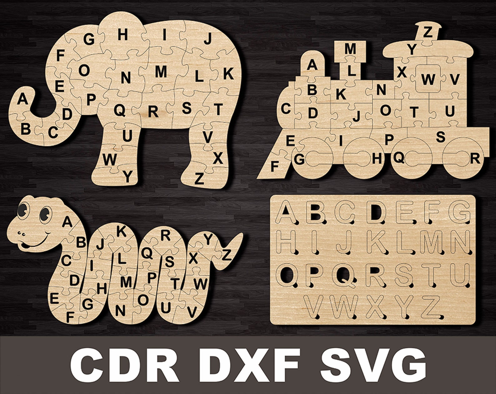 Alphabet Puzzle Svg File, Laser Model Cnc Educational Puzzles, Vector ...