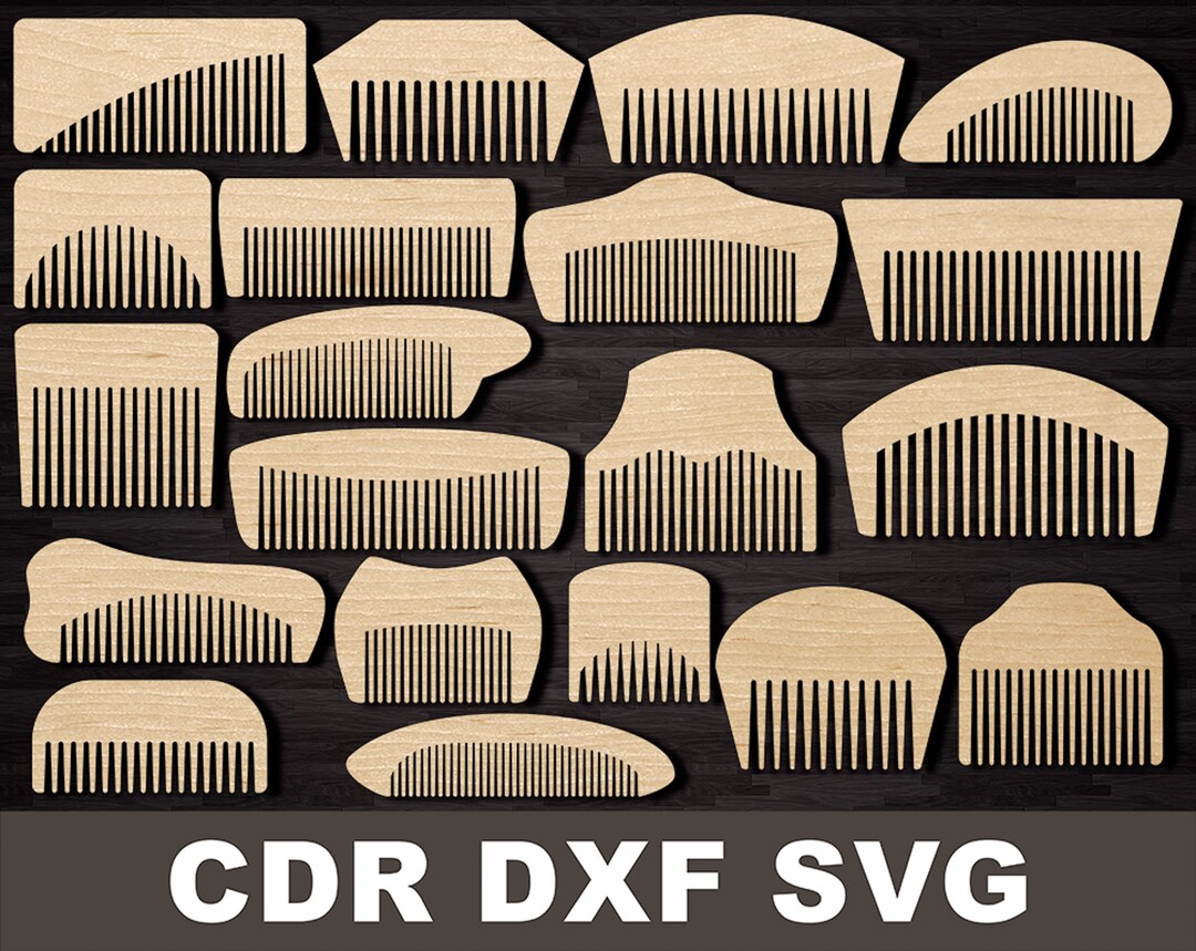 Svg Beard Comb Plan, Beard Combs Silhouette for Laser Cnc Cutting Men ...