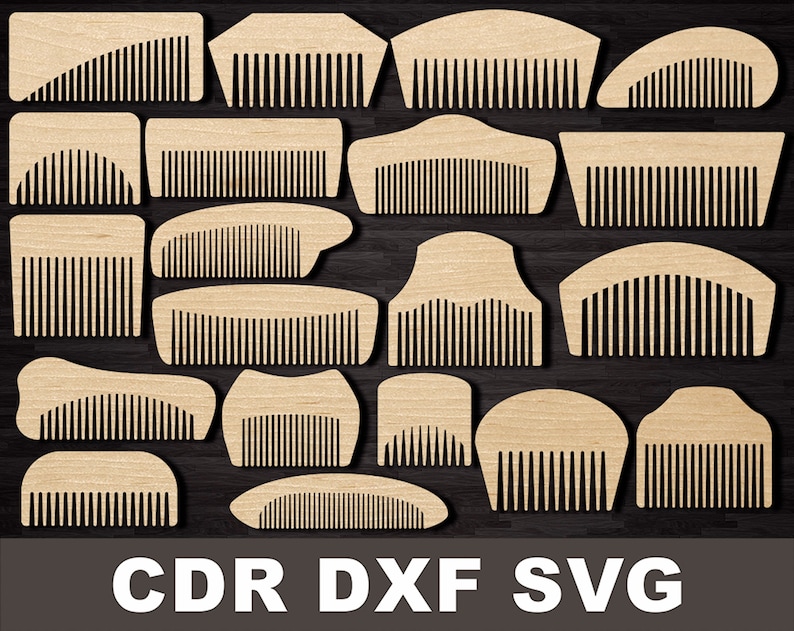 Svg Beard Comb Plan, Beard Combs Silhouette for Laser Cnc Cutting Men ...