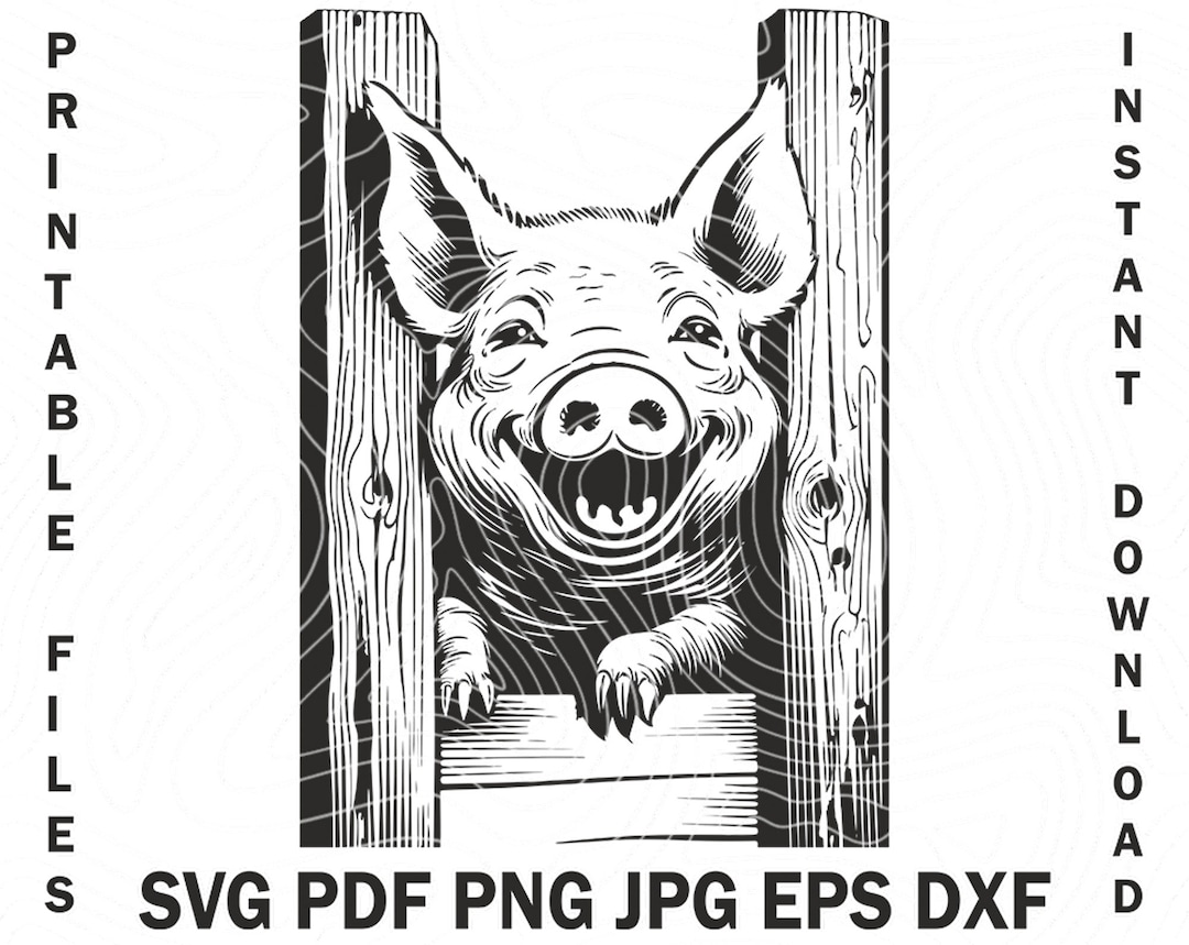 Farm Peeking Pig Svg Vector Clipart | Barn Animal Print File | Pork ...